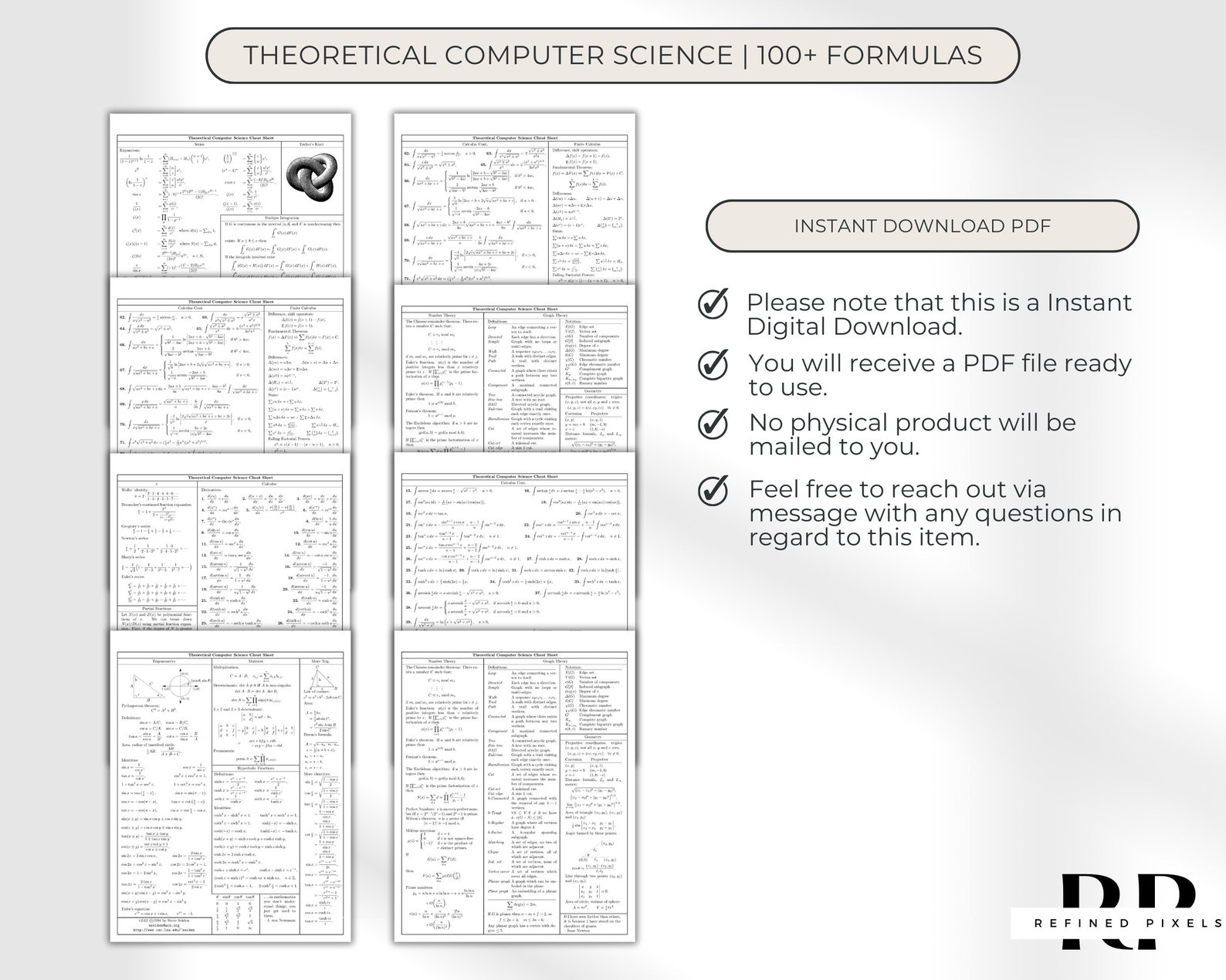 Theoretical Computer Science Cheat Sheet TCS Formulas Equations AP ...