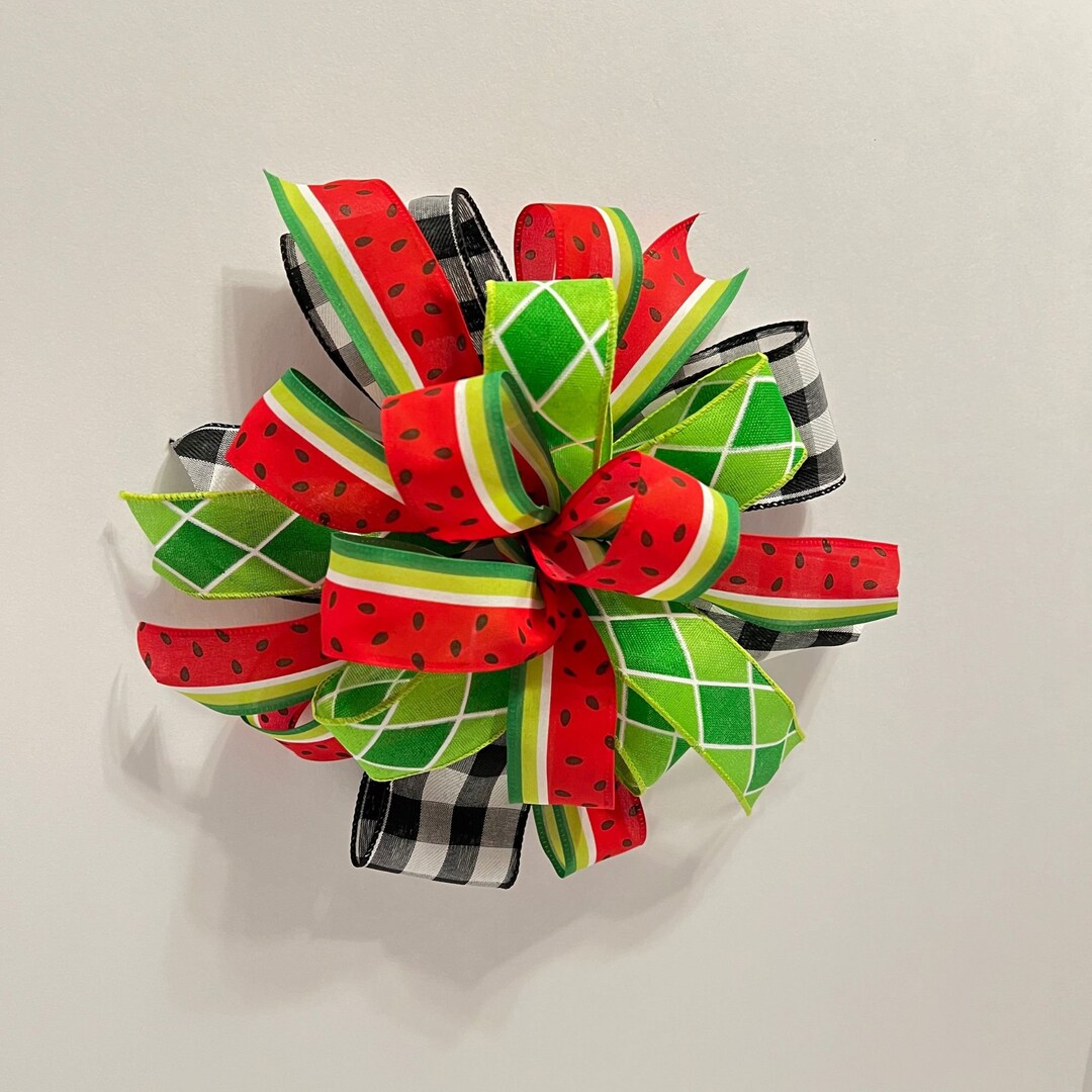 Watermelon Lantern Bow, Watermelon Bow, Lantern Bow, Wreath Bow ...