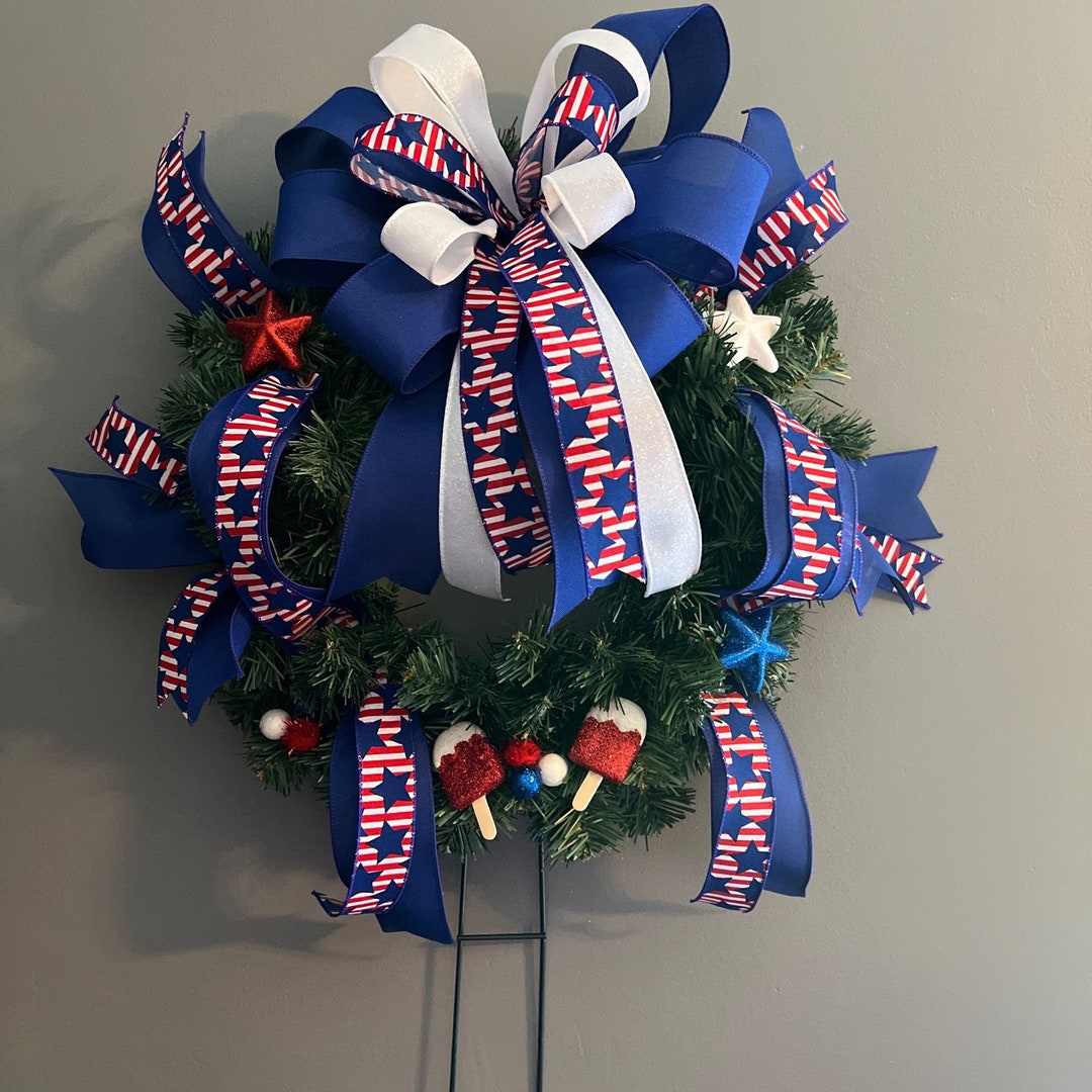 Patriotic Cemetery Wreath, Memorial Day Cemetery Wreath, Summer ...