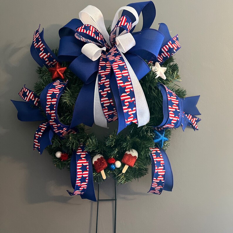 Patriotic Cemetery Wreath, Memorial Day Cemetery Wreath, Summer ...