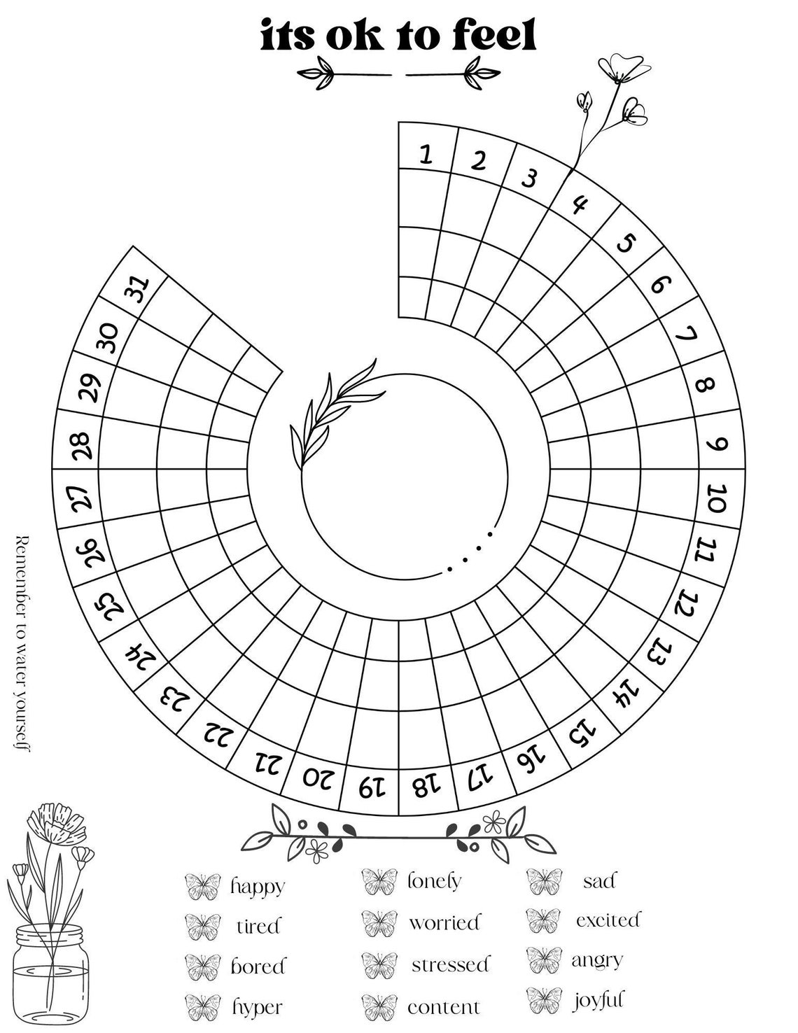 Mood Tracker Printable. Flower Mood Tracker. Monthly Mood Tracker. - Etsy