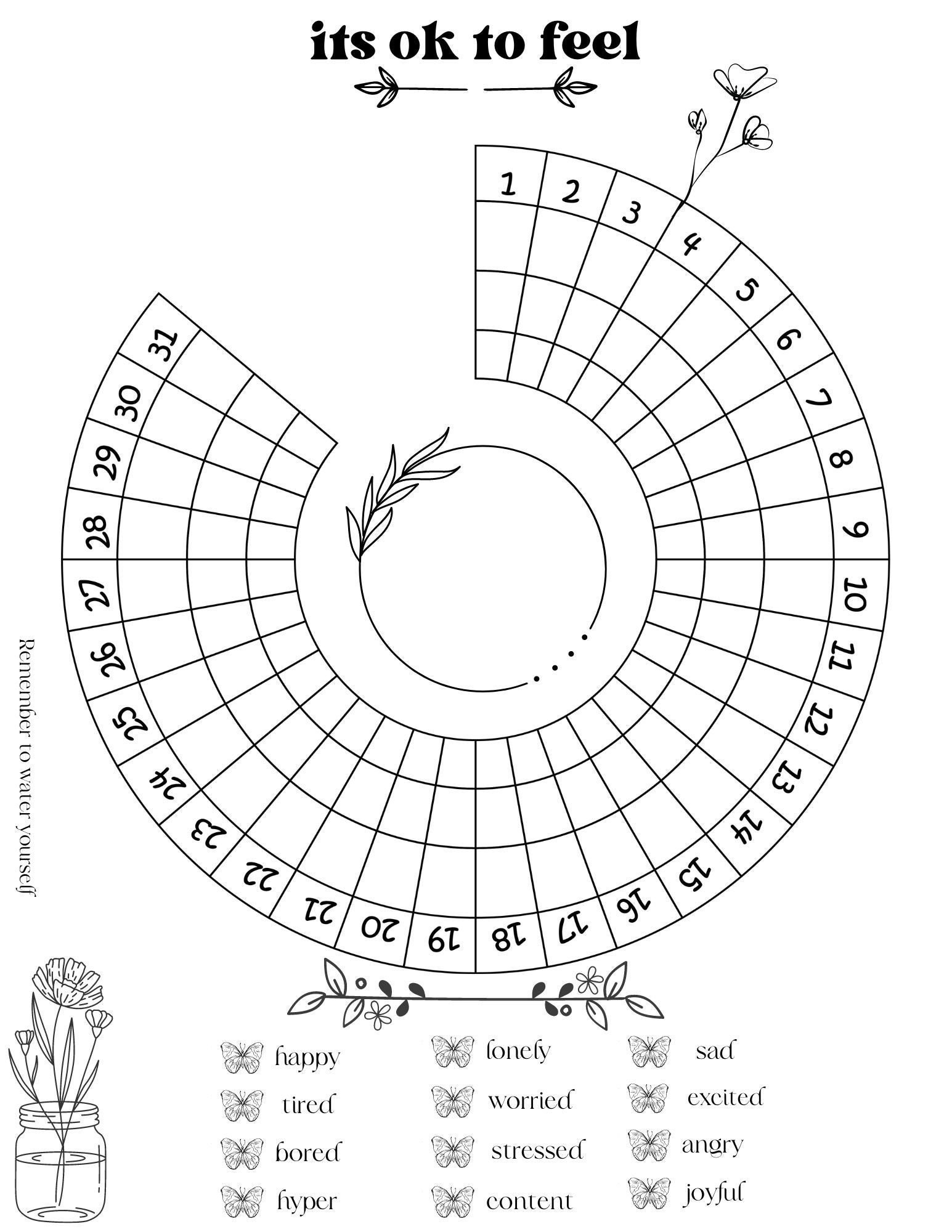 Mood Tracker Printable. Flower Mood Tracker. Monthly Mood Tracker. - Etsy