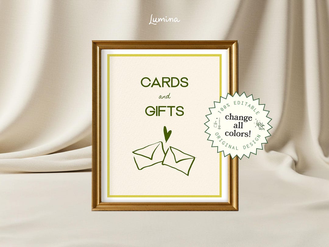 CARDS TABLE SIGN Template, Colorful Hand Drawn Envelope, Wedding Gift ...