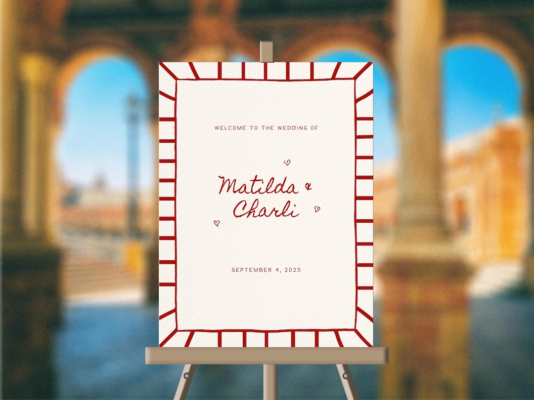 Red Welcome Sign Template, Editable Wedding Signage, Event Poster ...
