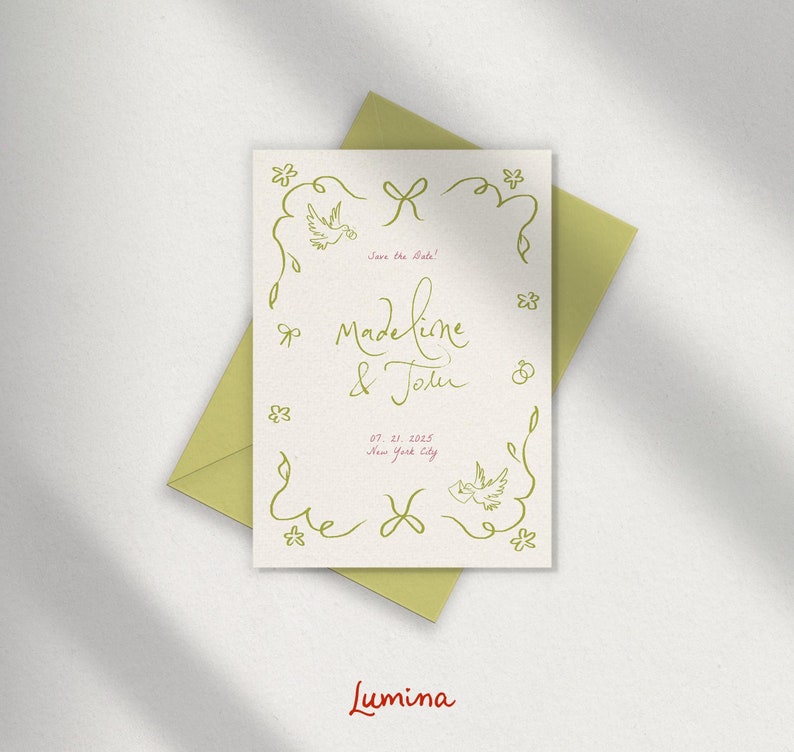 SAVE THE DATE Template, Hand Drawn Whimsical Invitation, Handwritten ...