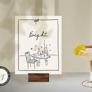 WEDDING TABLE NUMBER Template, Whimsical Hand Drawn Table Sign, Quirky ...