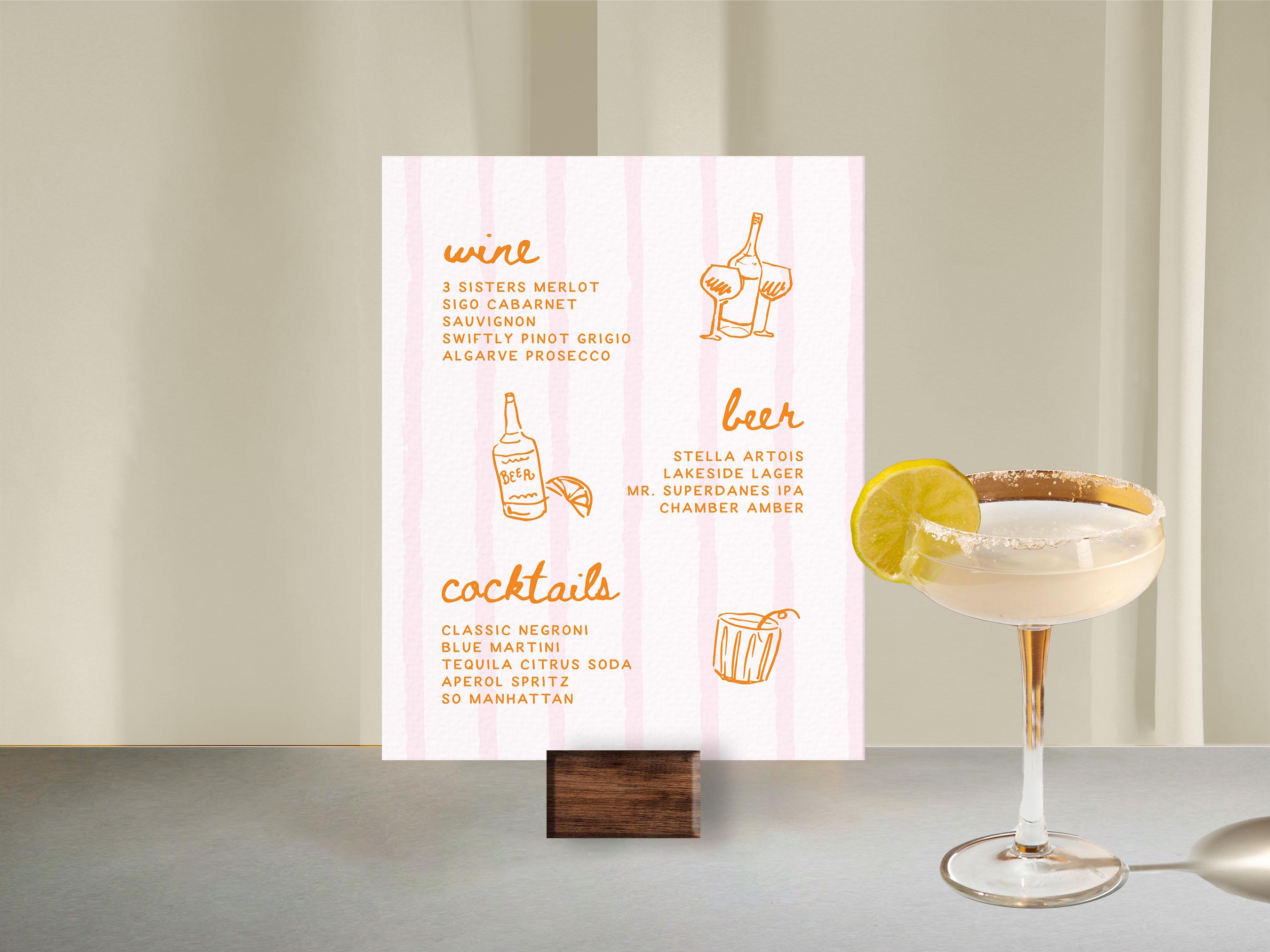 Funky Bar Menu Sign Template, Drinks Signage, Quirky Colorful Menu ...