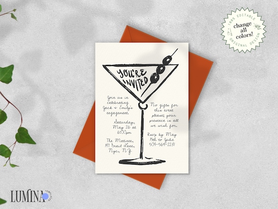 Plantillas De Invitaciones Para Martini Folleto De Estilo Neón De