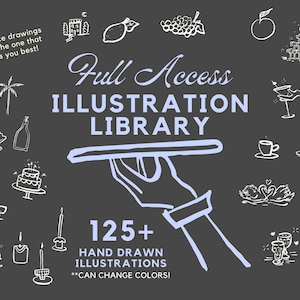 BAR & DRINKS MENU Template, Colorful Illustrated Wedding Cocktail Menu ...