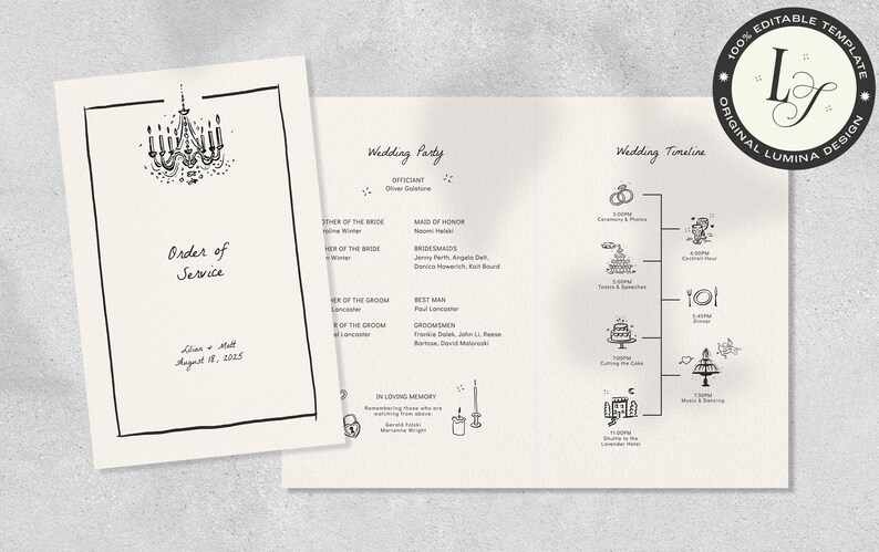 WEDDING CEREMONY PROGRAM Template Vintage Handwritten - Etsy