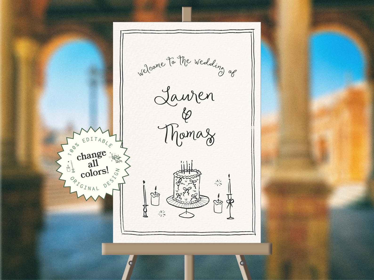 WHIMSICAL WELCOME SIGN Template, Whimsical Handwritten Wedding Signage ...