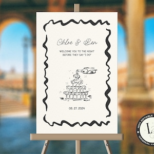 REHEARSAL DINNER SIGN Template, Whimsical Wedding Rehearsal Poster ...