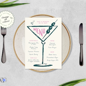 HANDWRITTEN DRINKS MENU Template, Hand Drawn Painted Colorful Cocktail ...