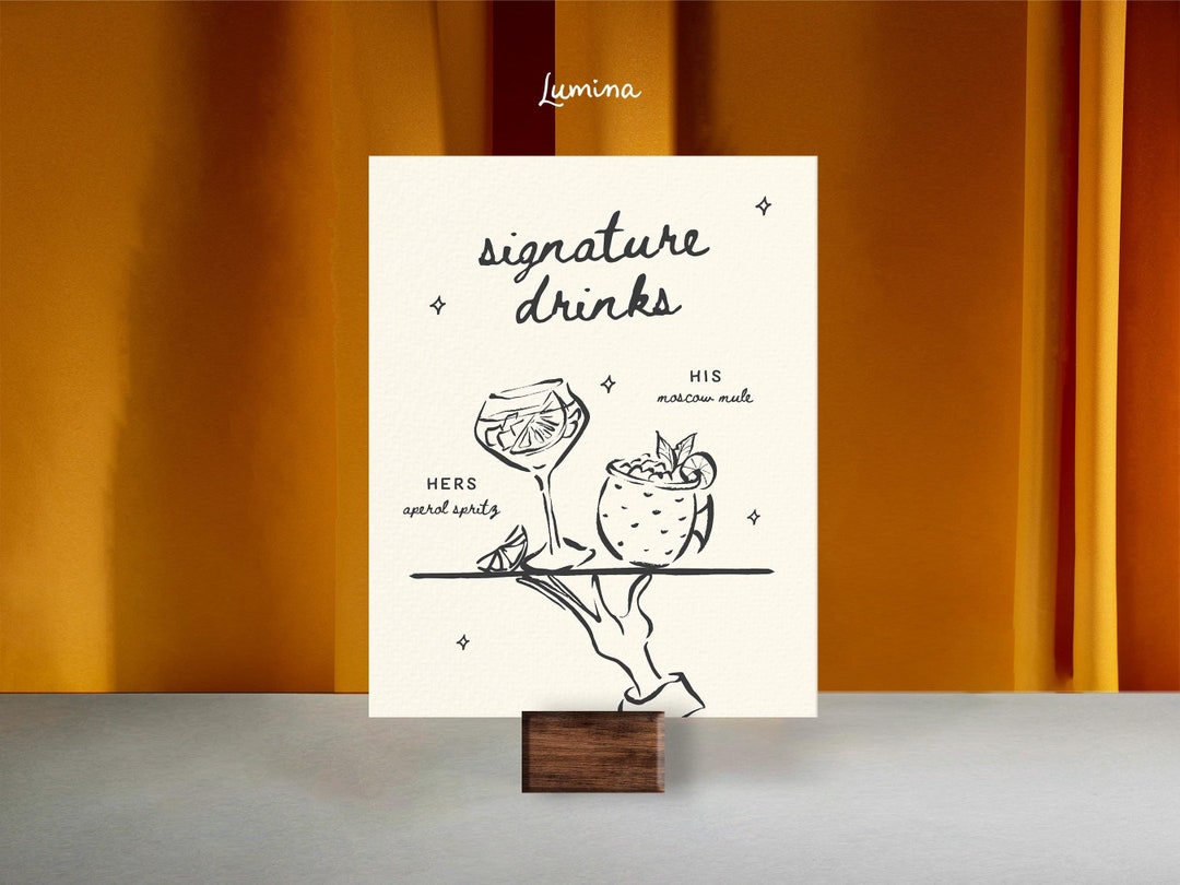 SIGNATURE DRINKS SIGN Template, Hand Drawn, Scribble Illustrated ...