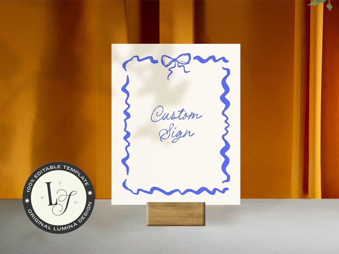 CUSTOM SIGN TEMPLATE, Hand Drawn Bow Wedding Sign, Funky Retro ...