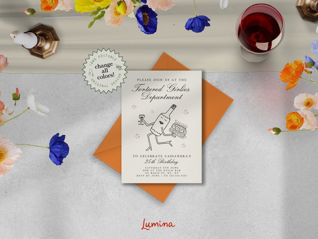 Tortured Girls Department Party Invitation Template, Ttpd Taylor Swift ...