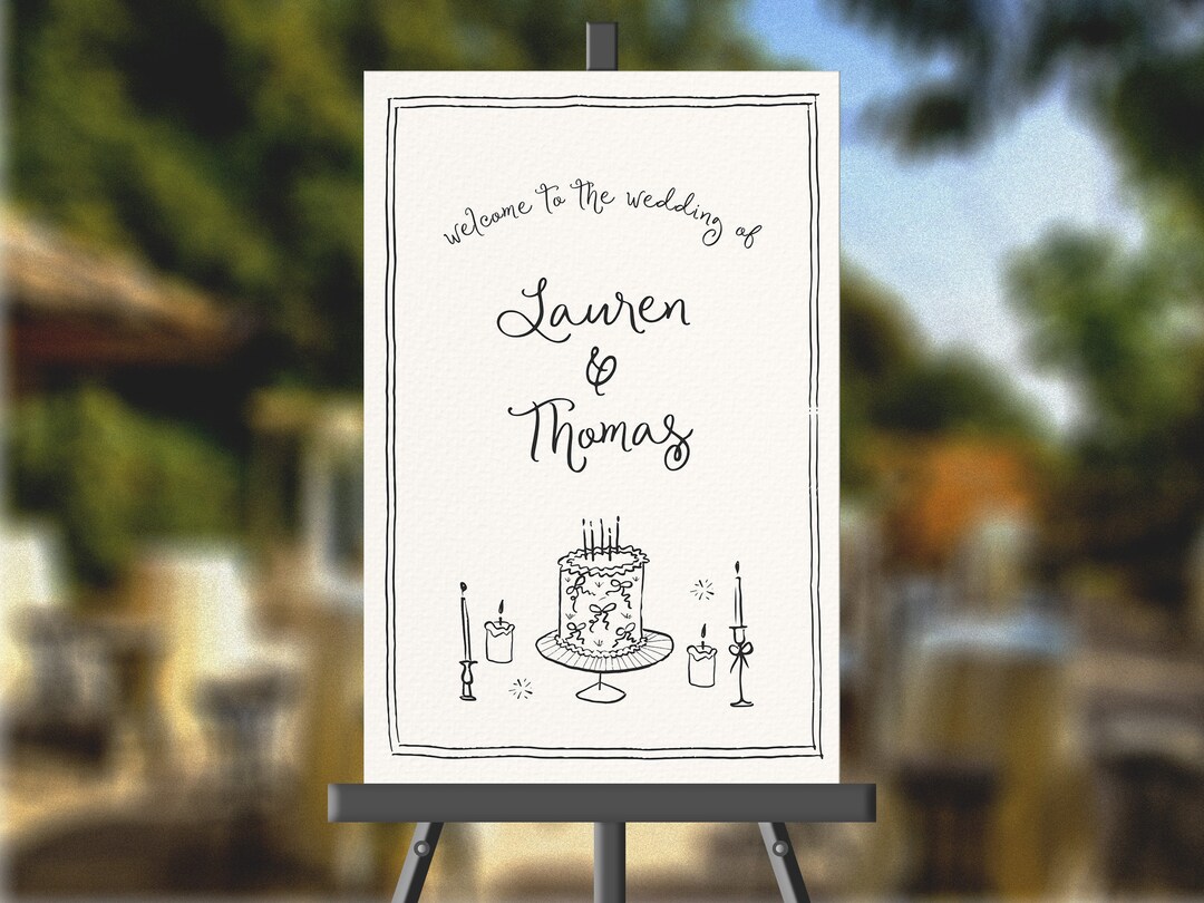 WHIMSICAL WELCOME SIGN Template, Whimsical Handwritten Wedding Signage ...