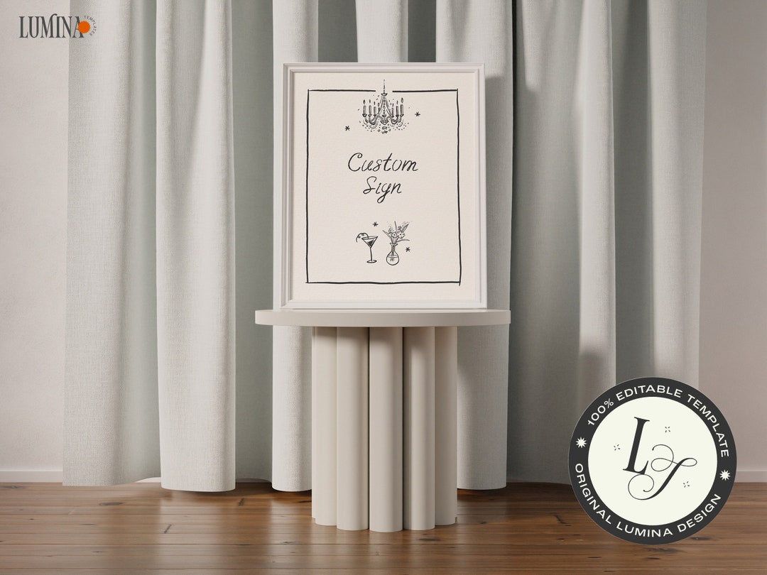 WHIMSICAL SIGN TEMPLATE, Hand Drawn Quirky Custom Sign, Vintage ...