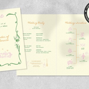 WEDDING CEREMONY PROGRAM Template, Editable Order of Service Printable ...