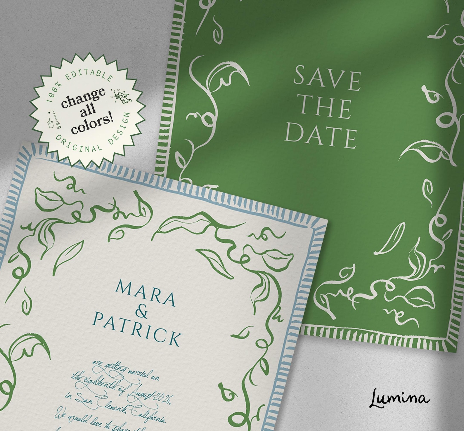 Floral SAVE THE DATE Template, Whimsical Garden Party, Vintage Script ...