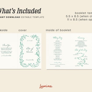 Wedding Ceremony Booklet Template, Order of Service, Vintage ...