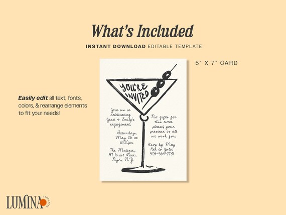 Plantillas De Invitaciones Para Martini Folleto De Estilo Neón De