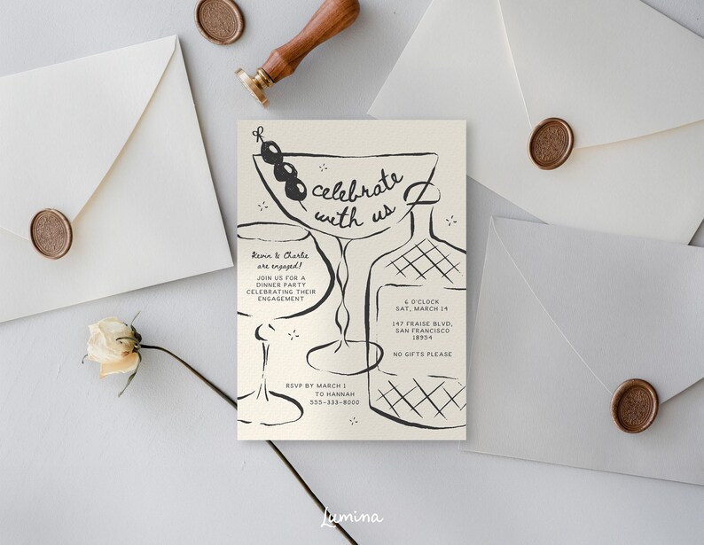 PARTY INVITE TEMPLATE, Handwritten Engagement Party Invitation, Hand ...