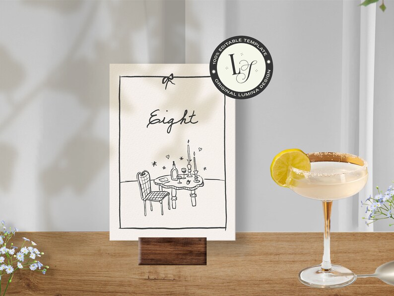 WEDDING TABLE NUMBER Template Whimsical Hand Drawn Table - Etsy