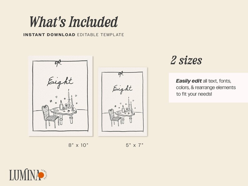 WEDDING TABLE NUMBER Template Whimsical Hand Drawn Table - Etsy