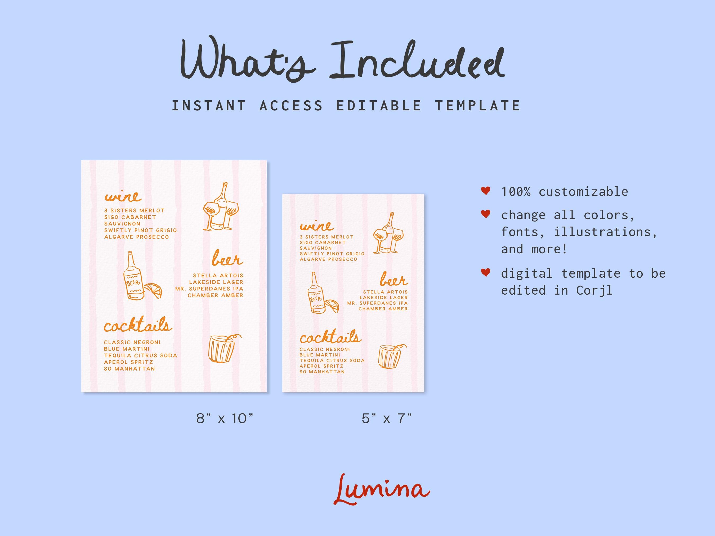 Funky Bar Menu Sign Template, Drinks Signage, Quirky Colorful Menu ...