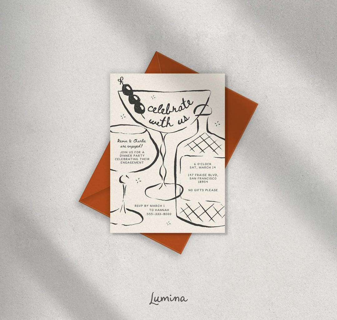 PARTY INVITE TEMPLATE, Handwritten Engagement Party Invitation, Hand ...