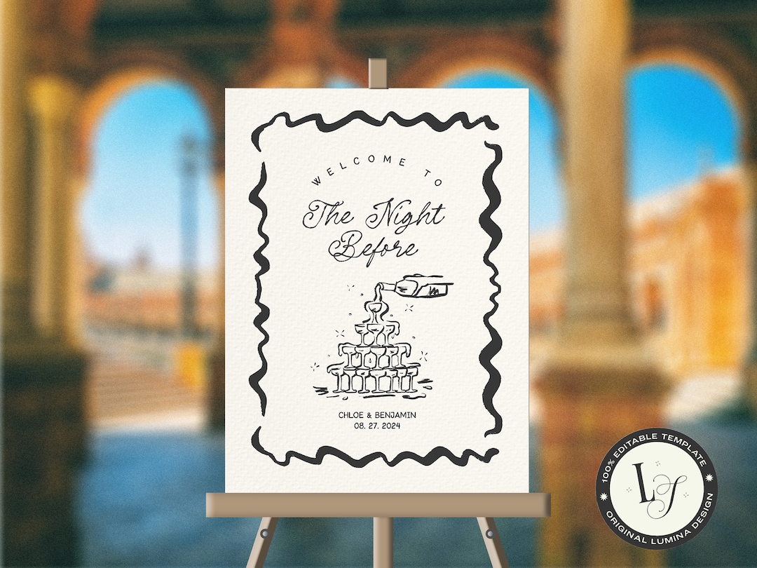 REHEARSAL DINNER SIGN Template, Whimsical Wedding Rehearsal Poster ...