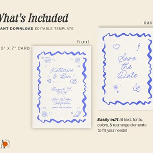 SAVE THE DATE Template, Beach Wedding Invitation, Whimsical Scribble Illustration, Hand Drawn ...