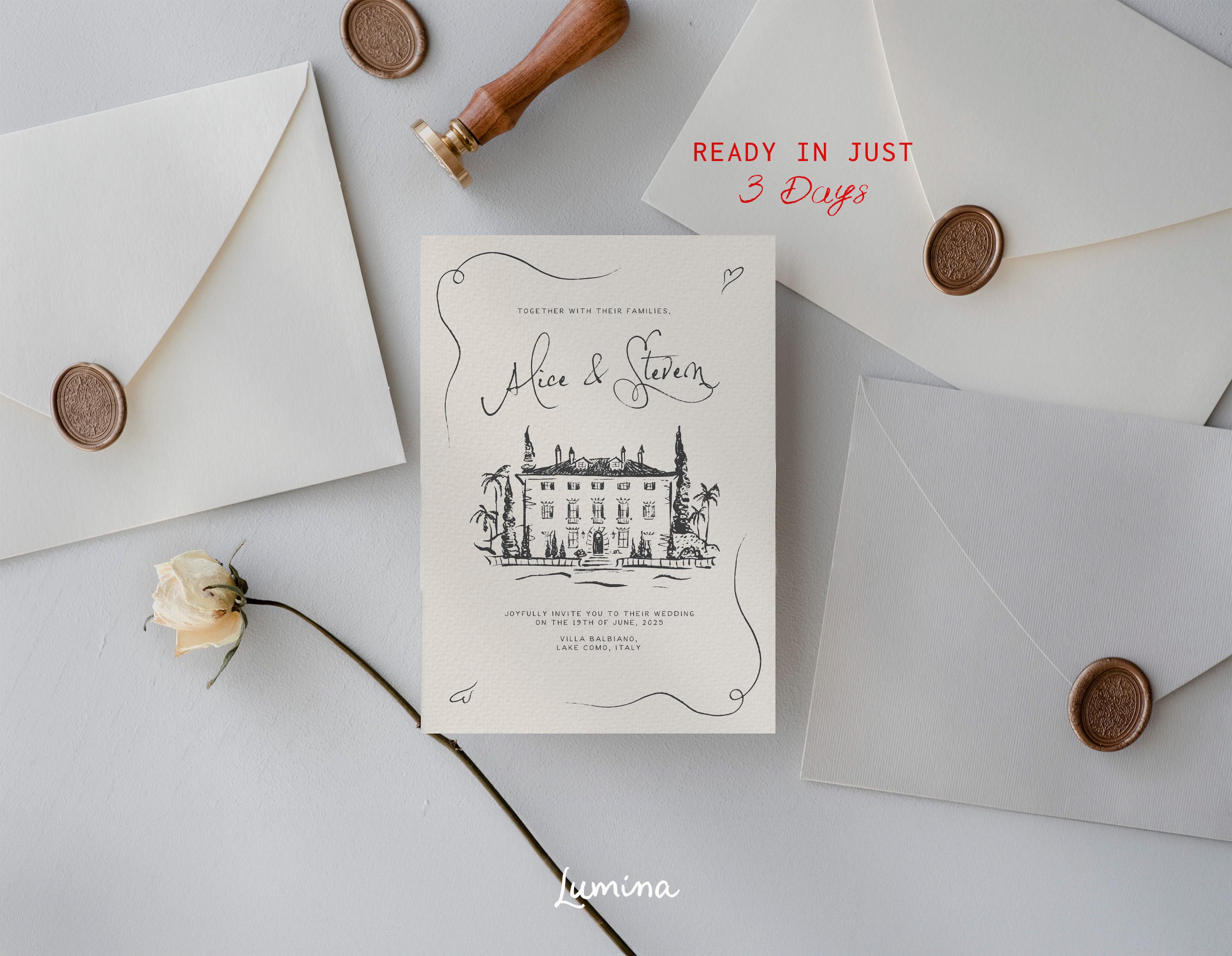 CUSTOM VENUE ILLUSTRATION, Wedding Venue Drawing, Bespoke Illustration ...