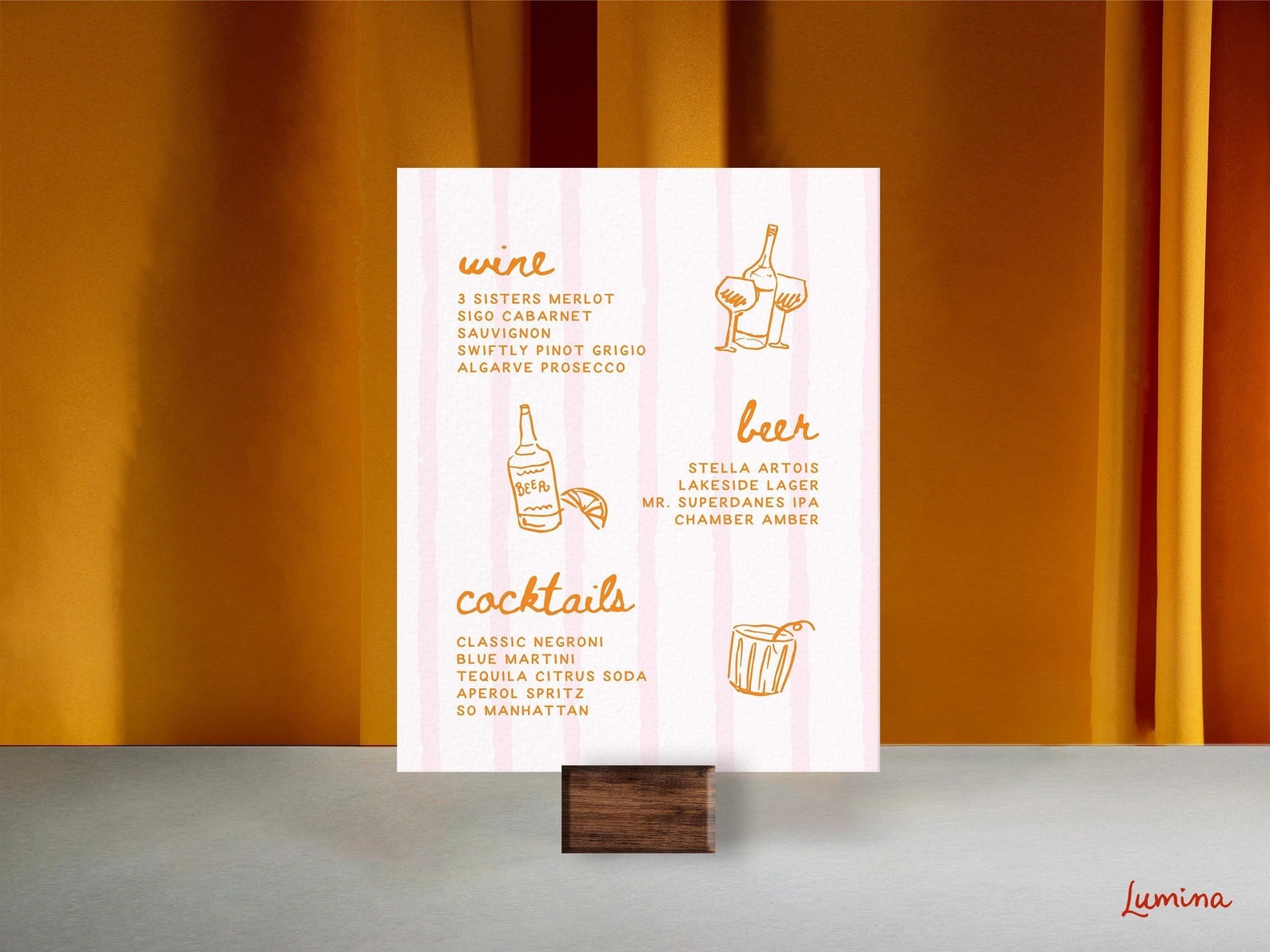 Funky Bar Menu Sign Template, Drinks Signage, Quirky Colorful Menu ...