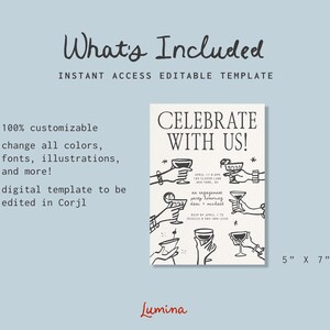 PARTY INVITATION TEMPLATE, Hand Drawn Engagement Celebration ...