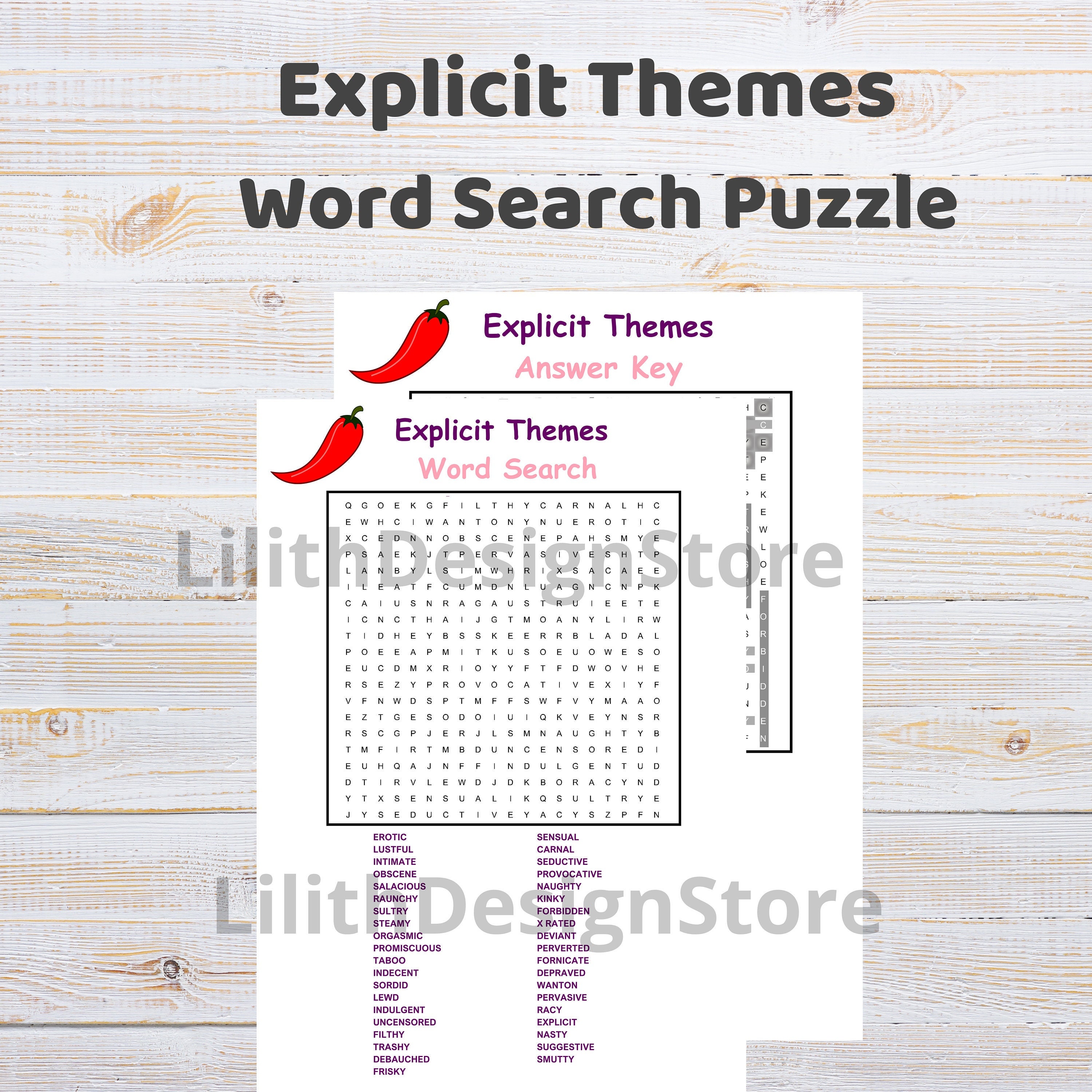 Explicit Themes Word Search Puzzle Nsfw Word Search Couple Games, Adult ...