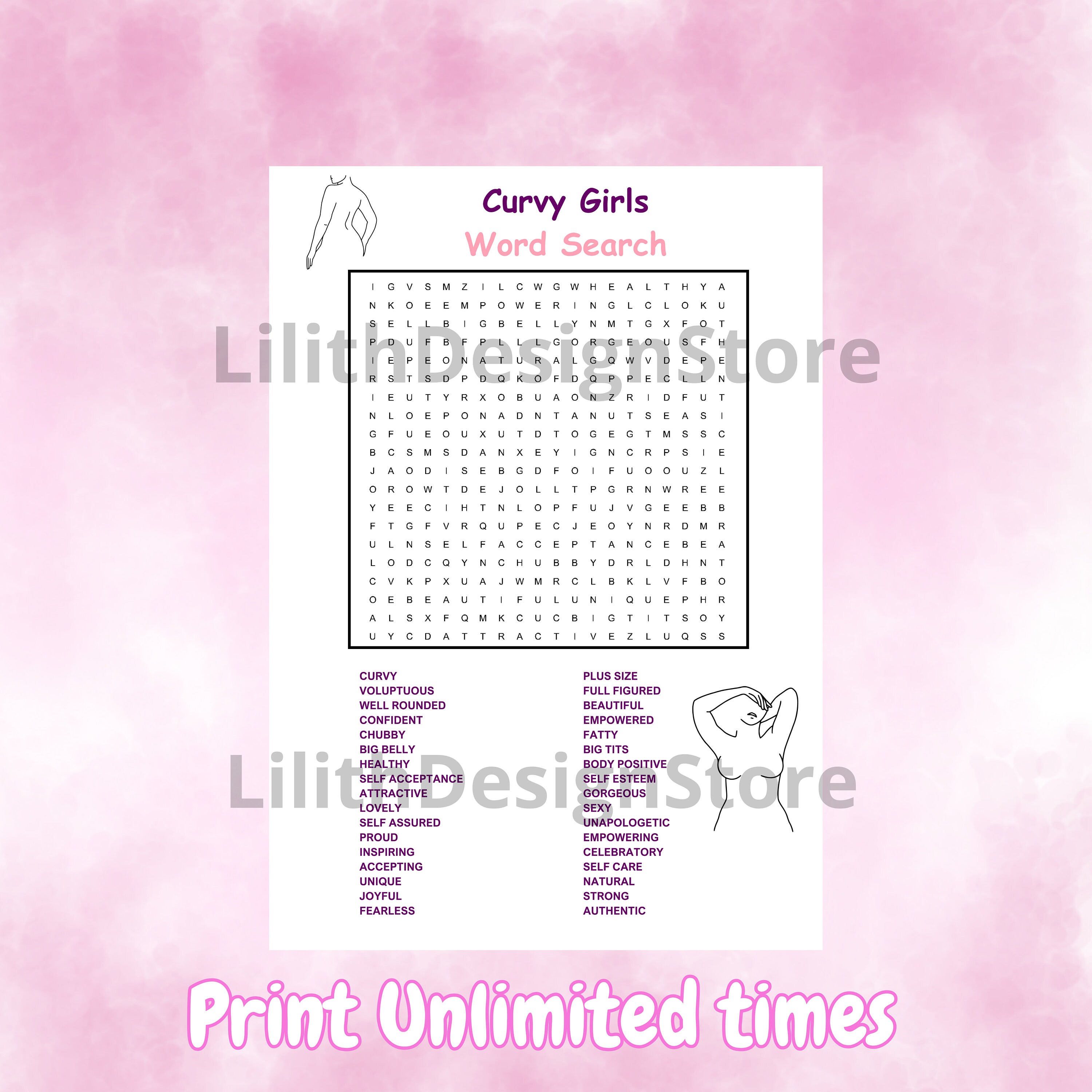 Curvy Girls Word Search Puzzle Nsfw Word Search Nasty - Etsy