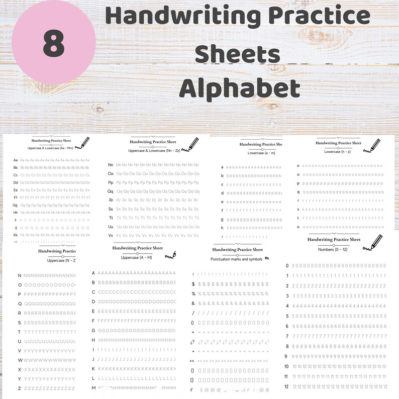 Handwriting Practice Sheets Alphabet, Cute Hand Lettering Worksheets ...