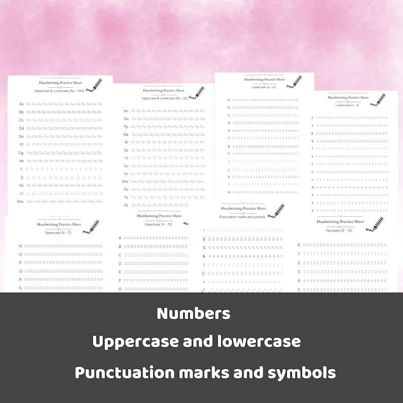 Handwriting Practice Sheets Alphabet, Cute Hand Lettering Worksheets ...