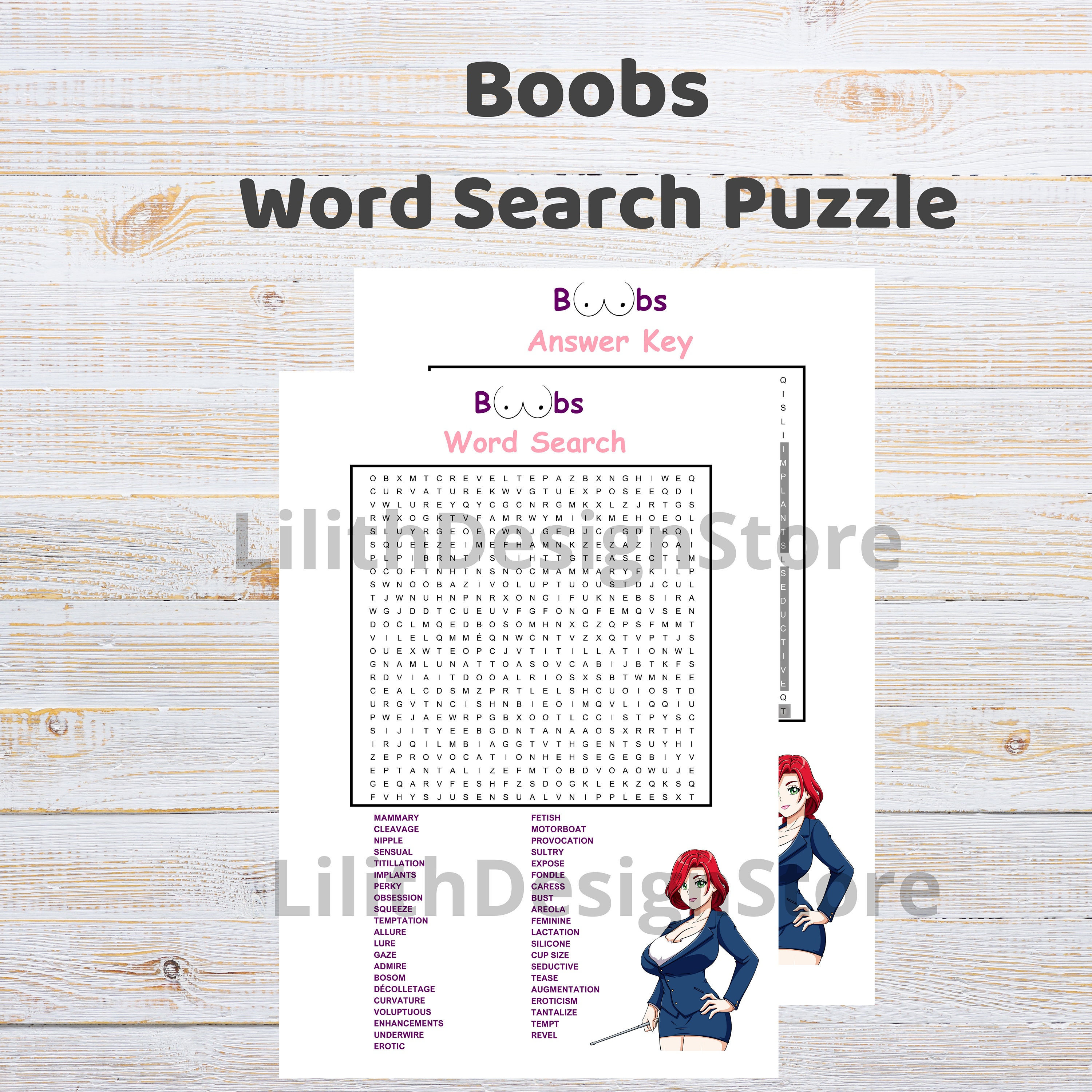 Boobs Word Search Puzzle Nsfw Word Search Nasty Word Search, Adult ...