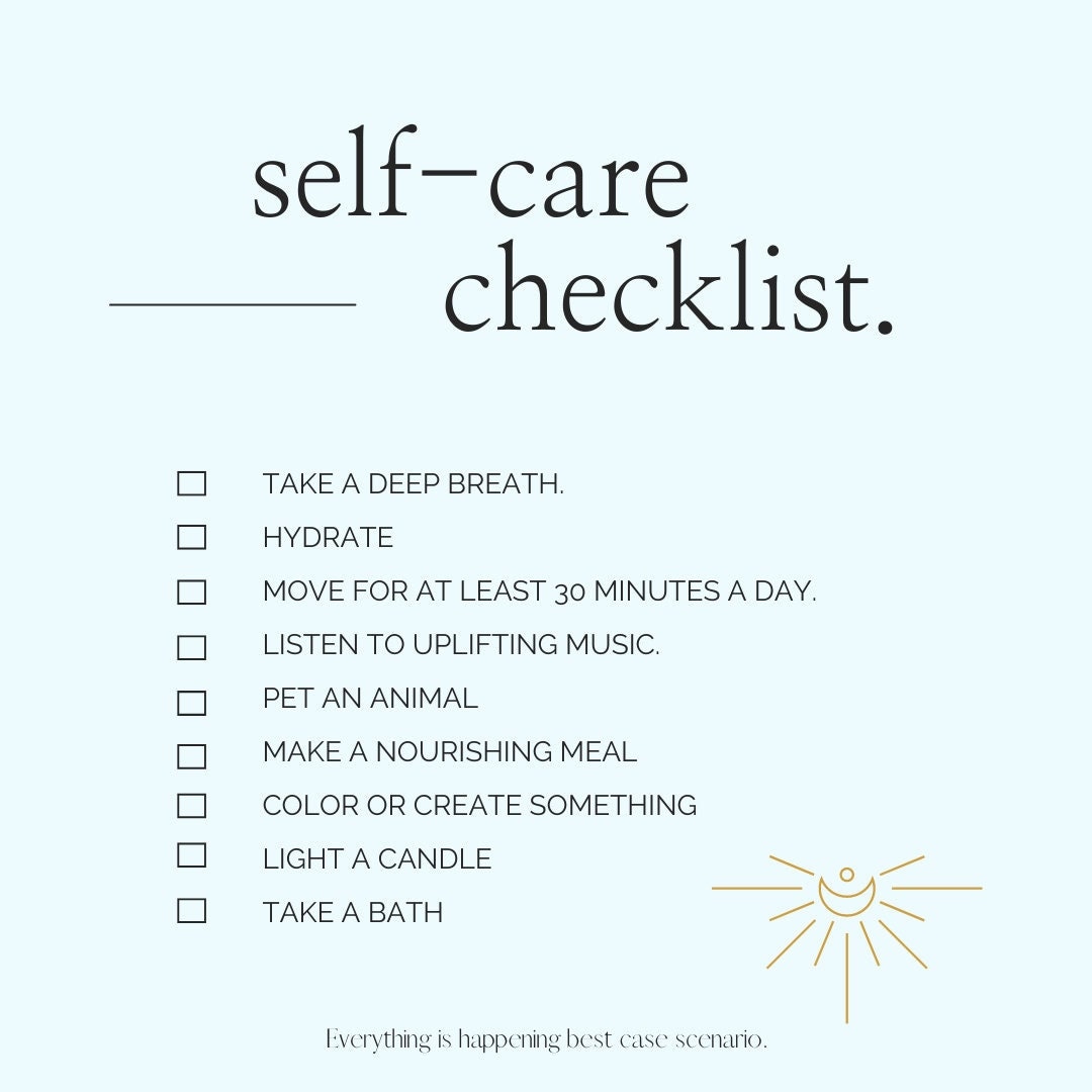 Self Care Checklist - Etsy