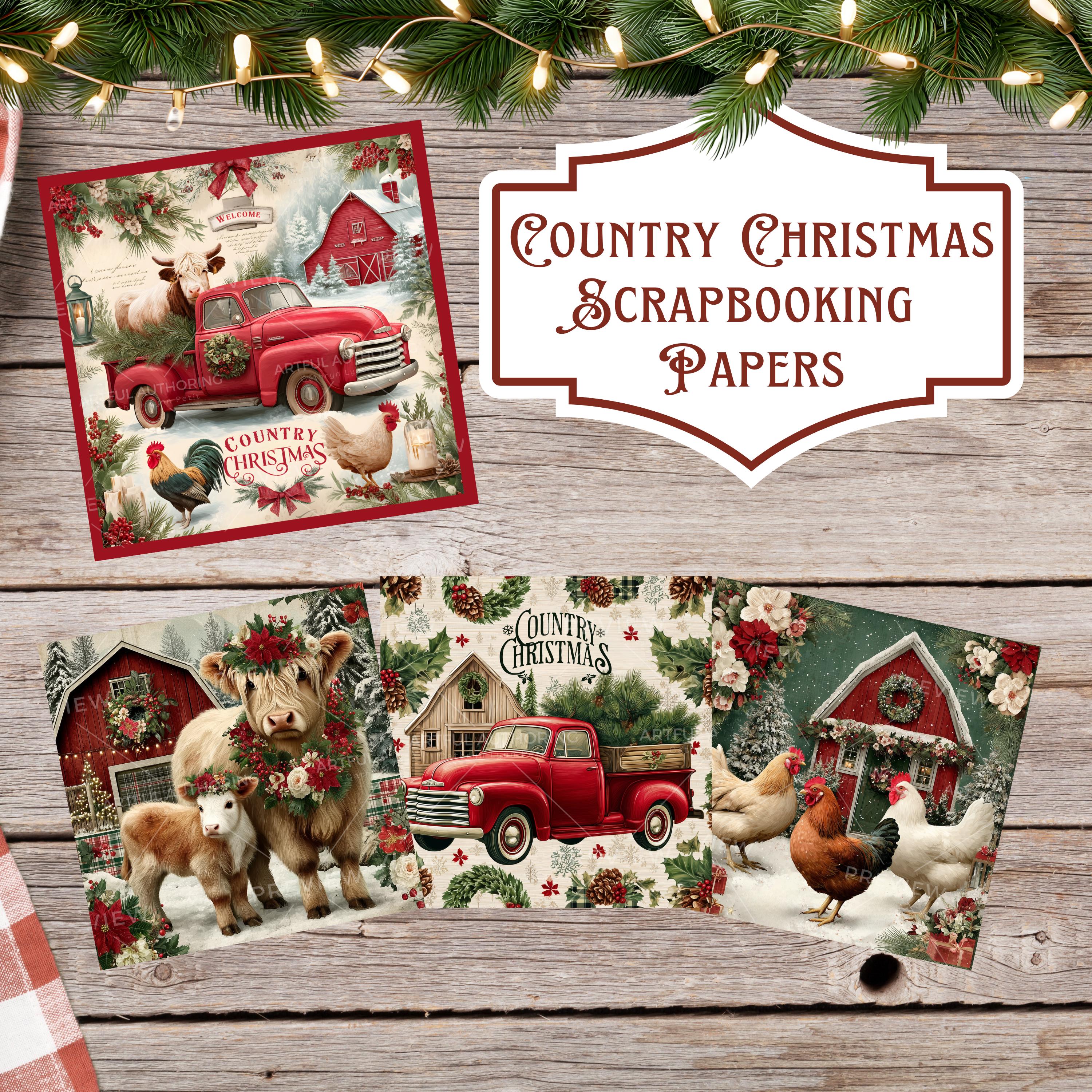 Country Christmas Scrapbook Paper Pad – Cozy Farmhouse Holiday Scenes ...
