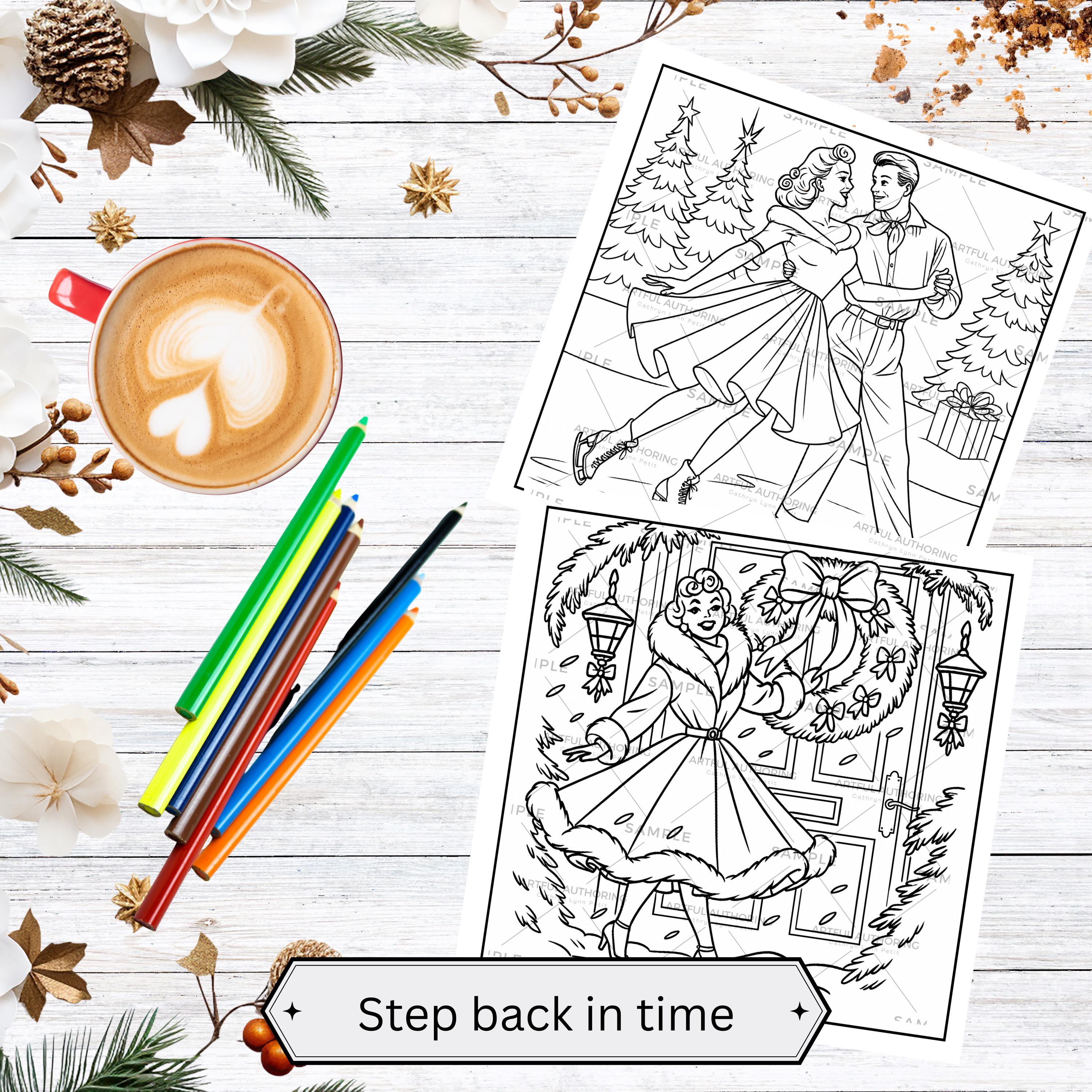 Retro Holiday Art Coloring Pages – 1950s Christmas Printable Coloring ...