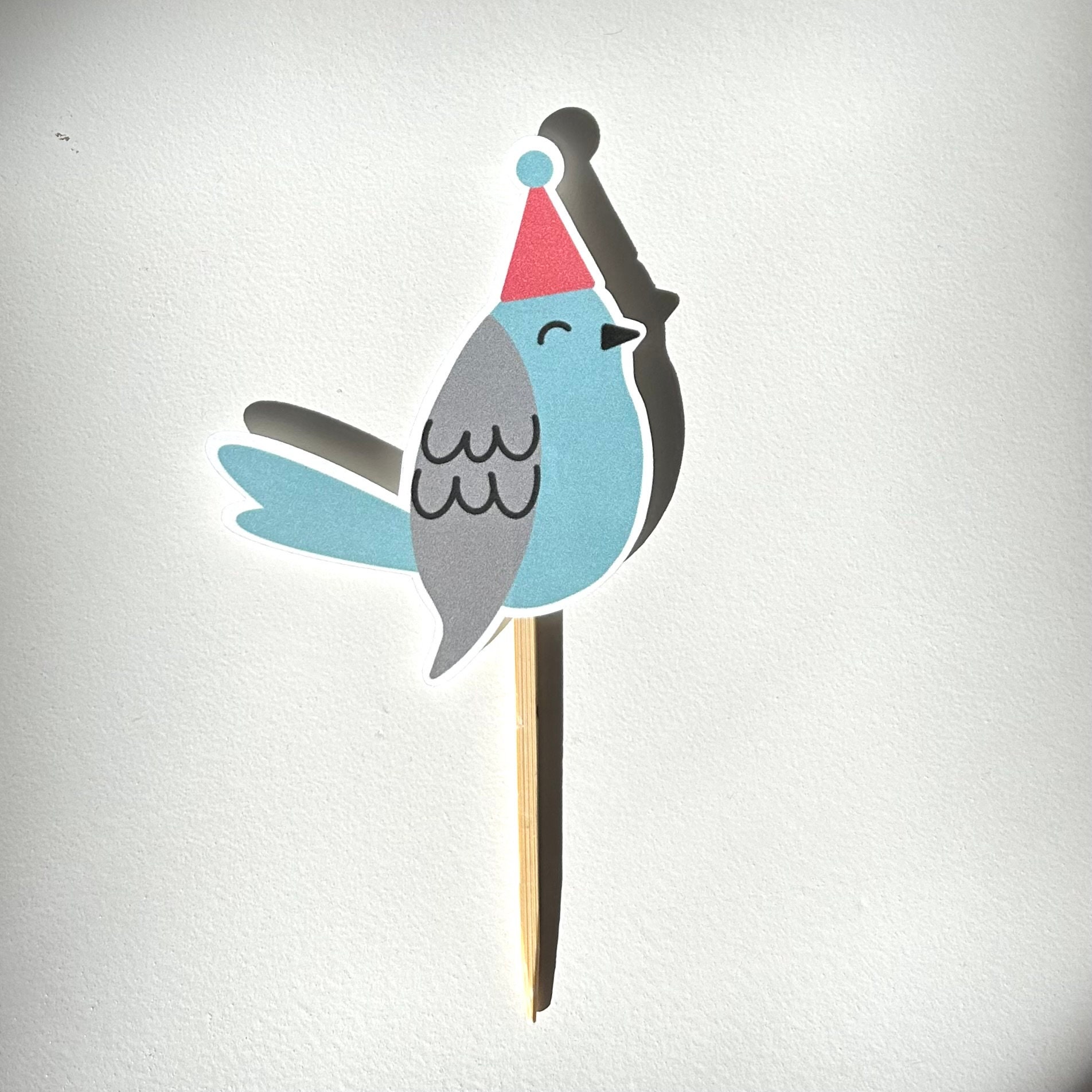 Birthday Bird Cupcake Toppers, Unique Paper Cupcake Toppers, Child’s ...
