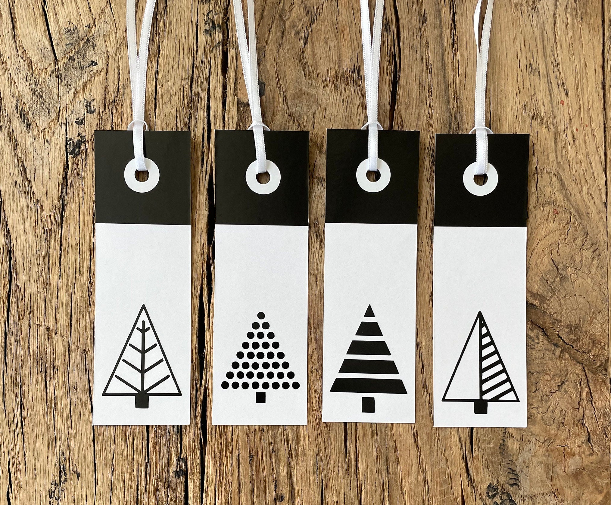 Modern Christmas Gift Tags, Minimalist Christmas Tag, Black and White ...
