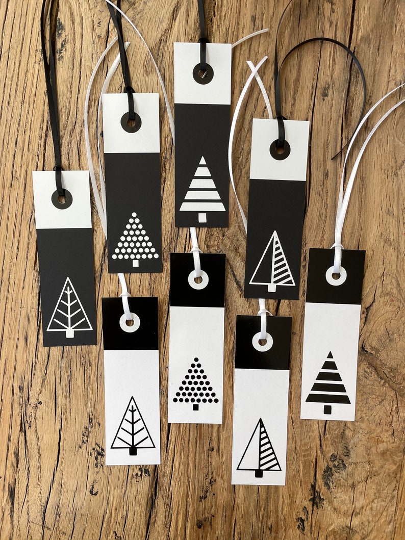 Modern Christmas Gift Tags, Minimalist Christmas Tag, Black and White ...