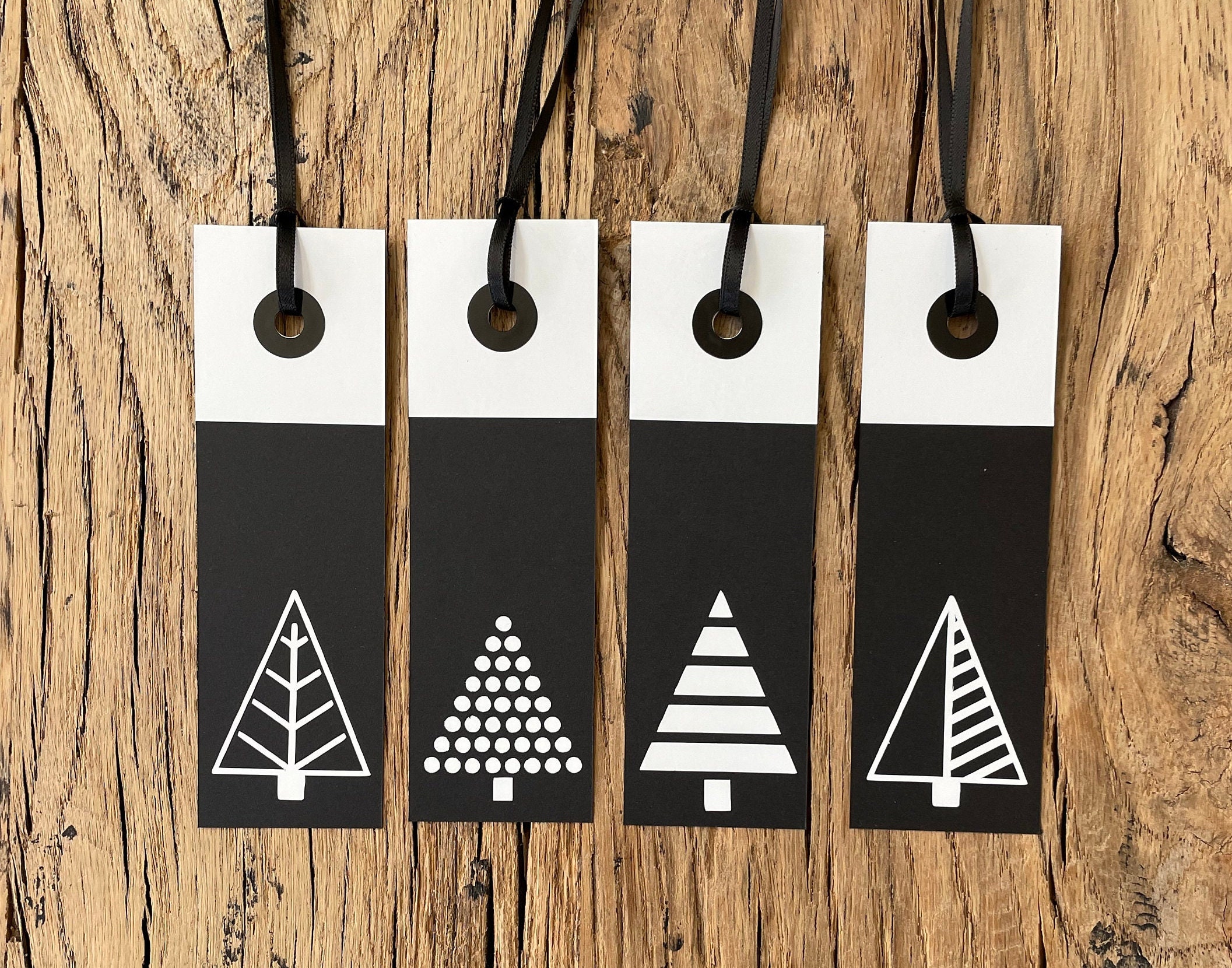 Modern Christmas Gift Tags, Minimalist Christmas Tag, Black and White ...