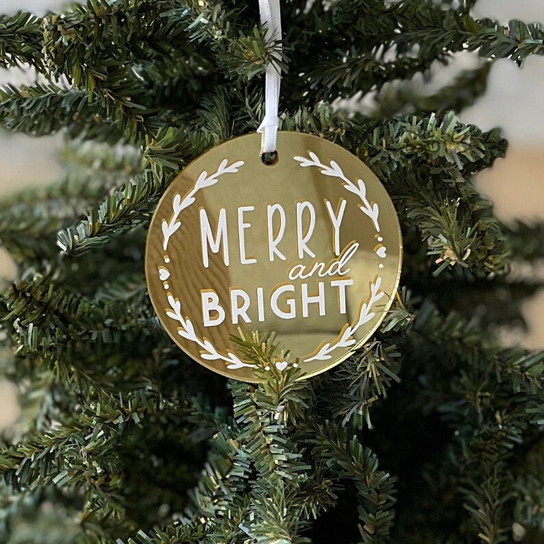Acrylic Christmas Ornaments, Gold Round Acrylic Ornaments, Custom ...