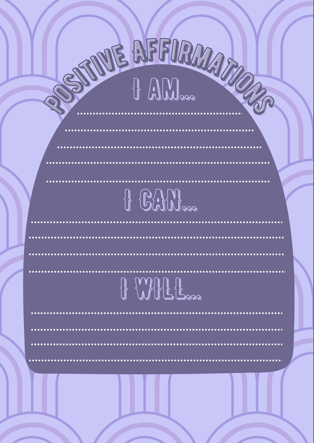 Positive Affirmations Journal Sheet - Etsy